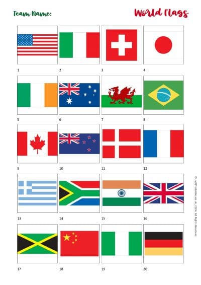 Free Printable Flag Picture Quiz (PDF with Answers)